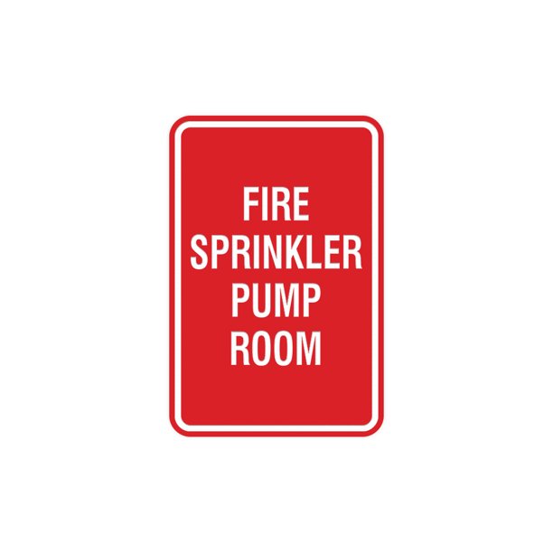 Portrait Round Fire Sprinkler Pump Room Sign (Red) - Small 4" x 6 ...