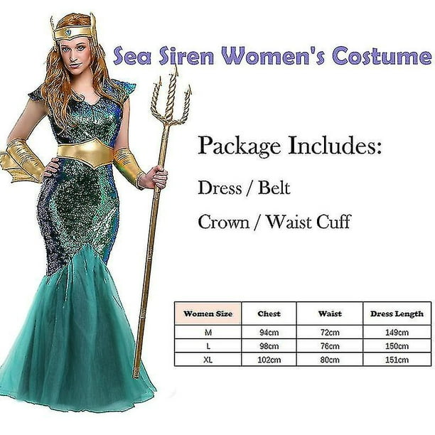 Greek God Of The Sea Men Poseidon Costume Mermaid Queen Sea Siren Women ...