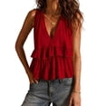 akafmk Women's Ruffle Tank Tops Fashion V-Neck Sleeveless Tank Tops ...