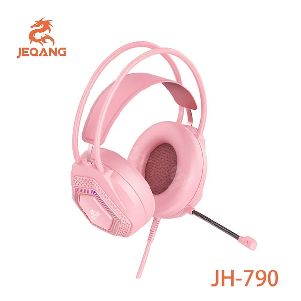 Diadema Gamer JEQANG JH-790 Rosa Claro RGB con Cancelacion de Ruido Activa | Bodega Aurrera en línea