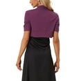 Allegra K Women's Ruched Short Sleeve Shrugs Bolero Cropped Open Front Cardigan - Walmart.com