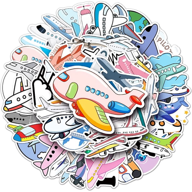 50Pcs Airplane Stickers Water Bottles Laptop Car Hydroflasks Phone ...