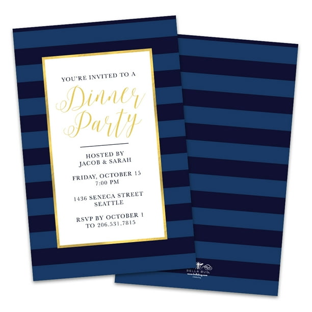 Personalized Navy Blue Stripes Party Invitation - Walmart.com - Walmart.com