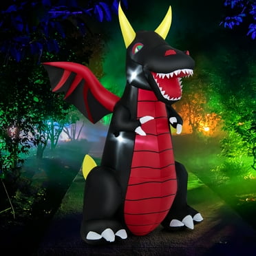 Costway 8ft Halloween Inflatable Fire Dragon - Outdoor Yard Decoration ...