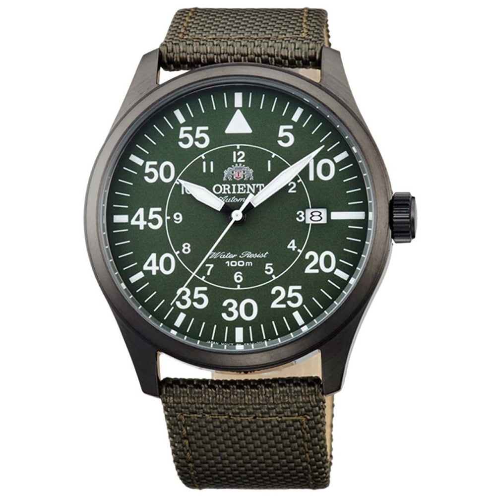 Orient - Orient Men's ER2A007F Flight Green Dial Olive Green Nylon ...