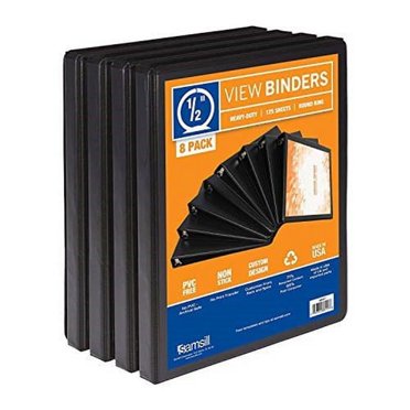 Samsill MP32300 3 Ring Mini Storage Binders, 1 Inch Round Ring Black ...