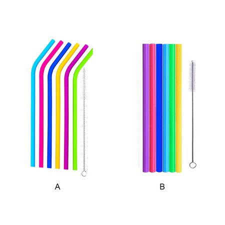1 Set Silicone Straws Reusable No Impurity Odor Suction with Easy Tubes ...