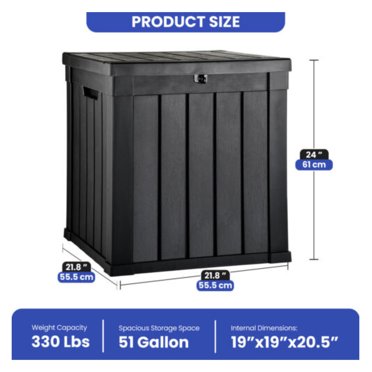 Zimtown 36gal Outdoor Garden Plastic Storage Deck Box Round Thickened ...