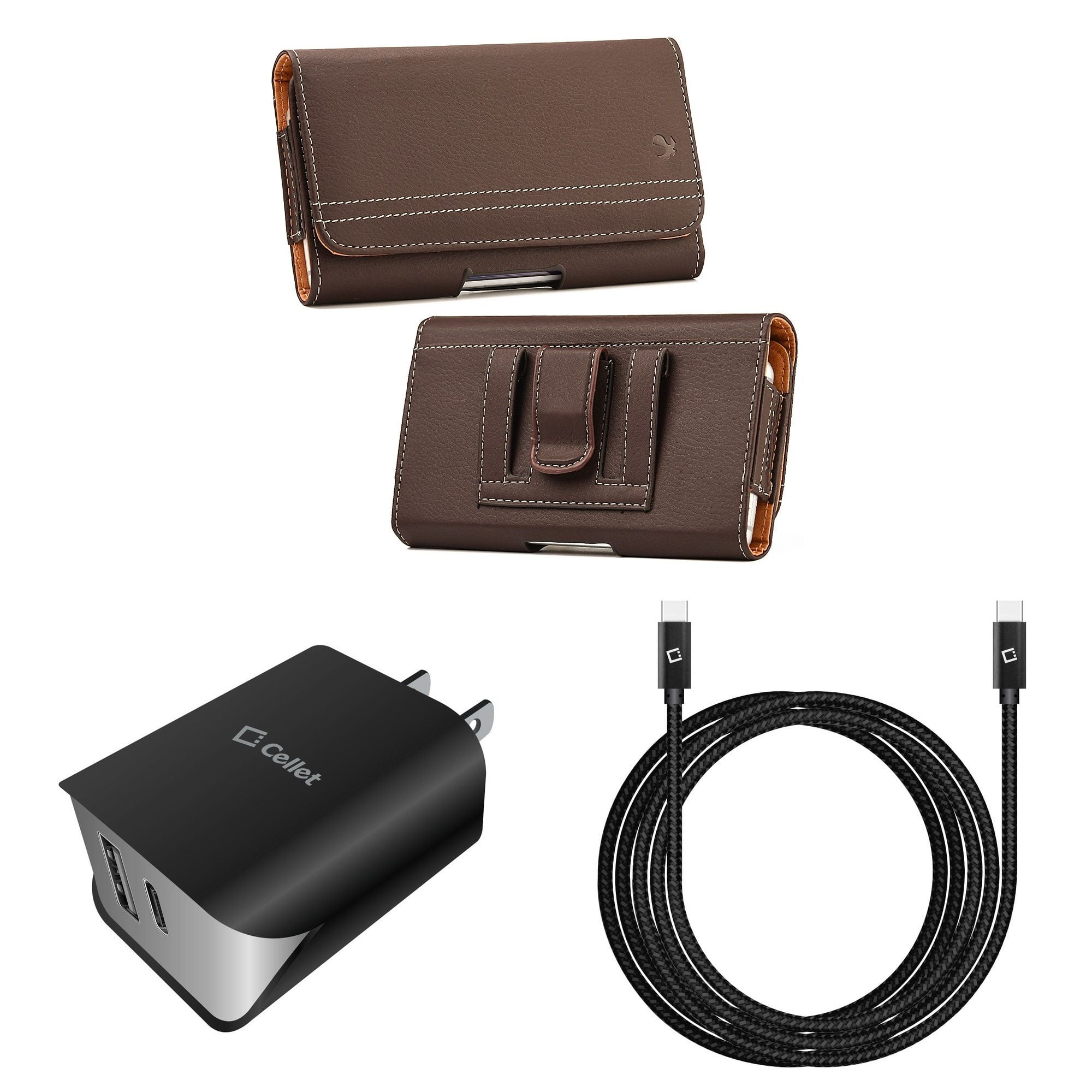 Holster and Wall Charger Bundle for Nokia C100: PU Leather Magnetic ...
