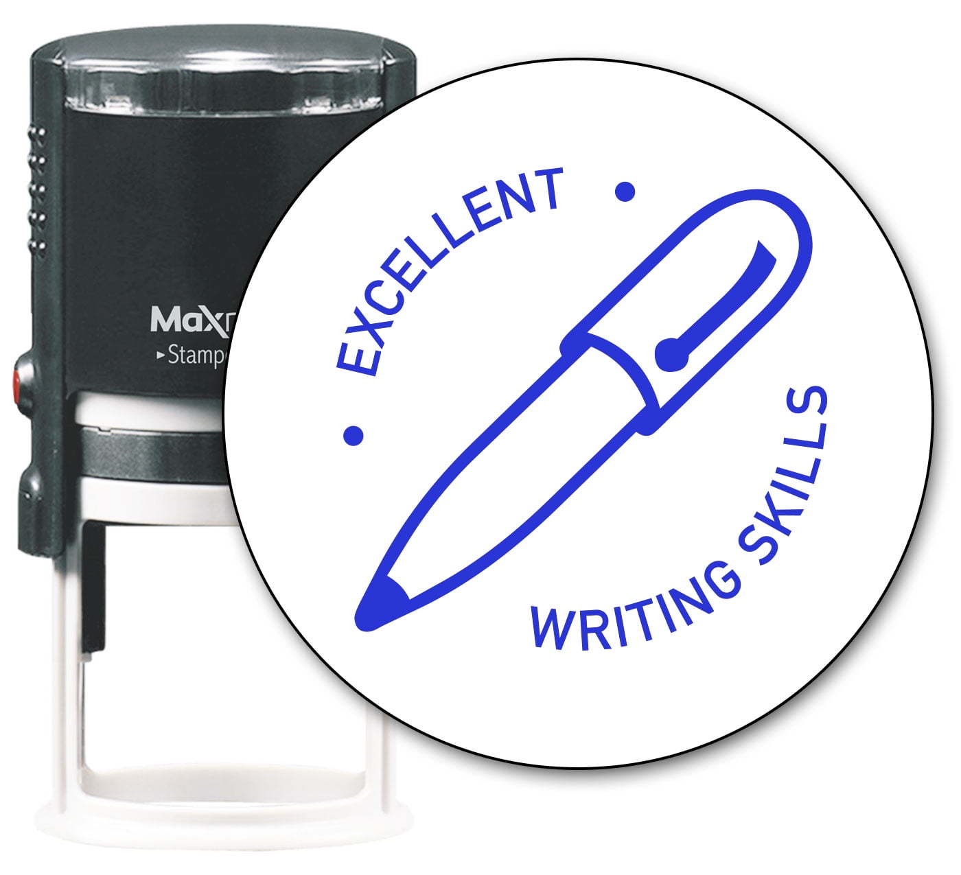 MaxMark Round Teacher Self Inking Stamp - EXCELLENT WRITING SKILLS ...