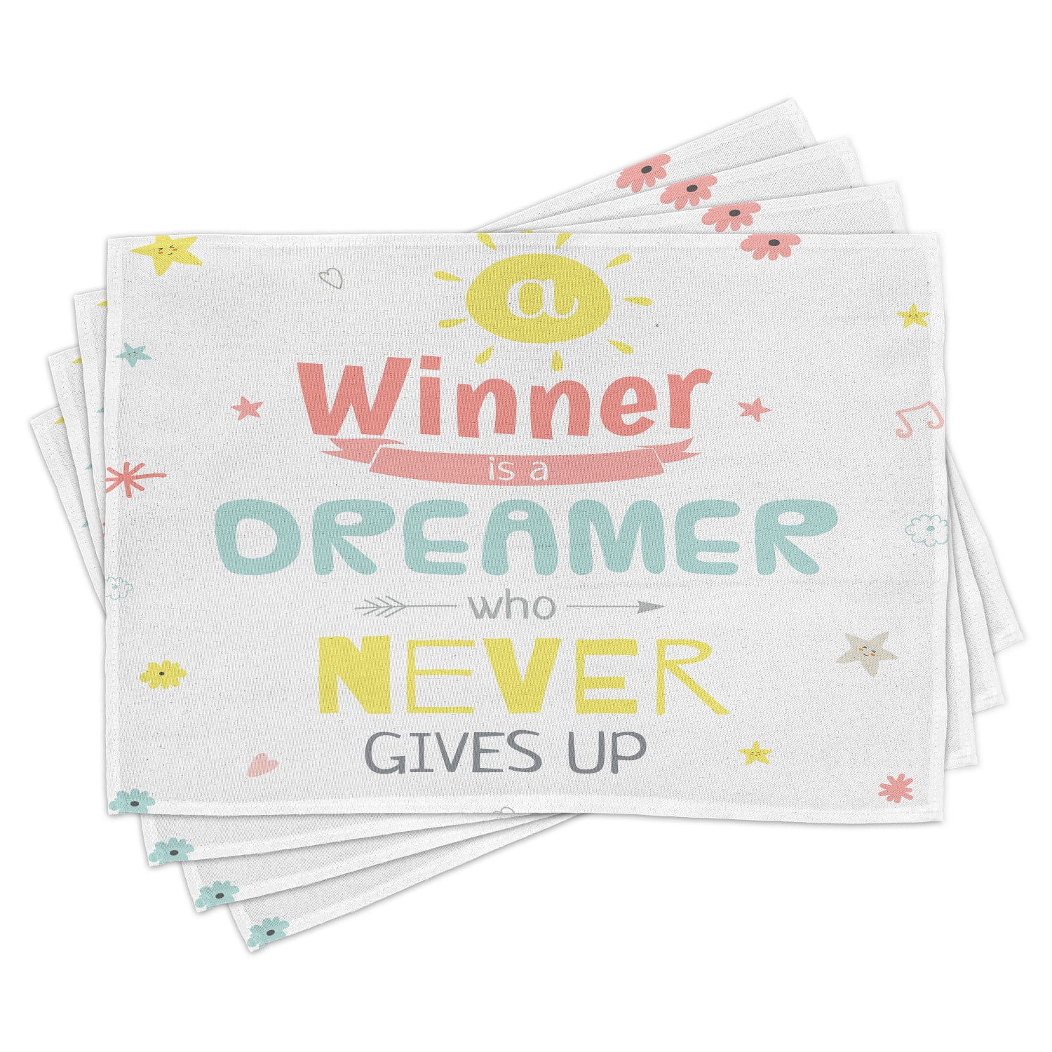 Ambesonne Saying Place Mats Set of 4, Positive Words, Standard Size ...