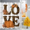 Bathroom Shower Curtain Thanksgiving Pumpkin Leopard Love Waterproof ...