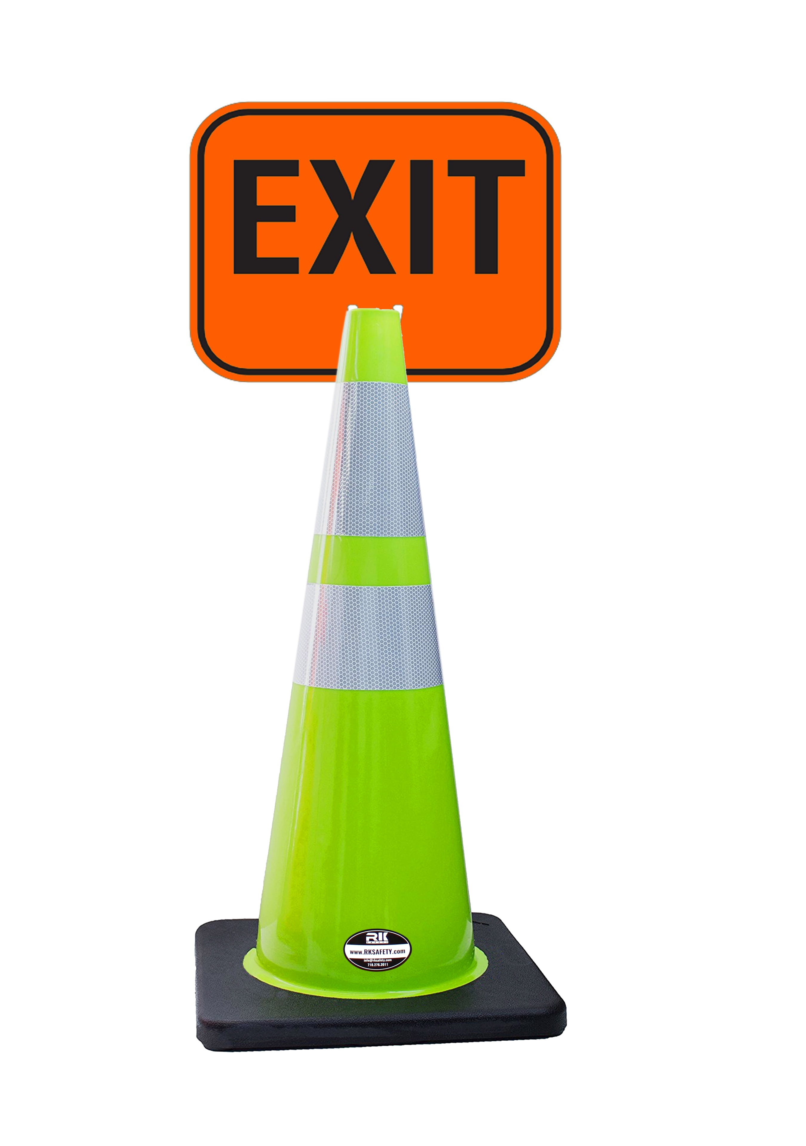 RK-Safety 28" Lime Cone, Black base With Two Reflective Tape, Plus Cone ...