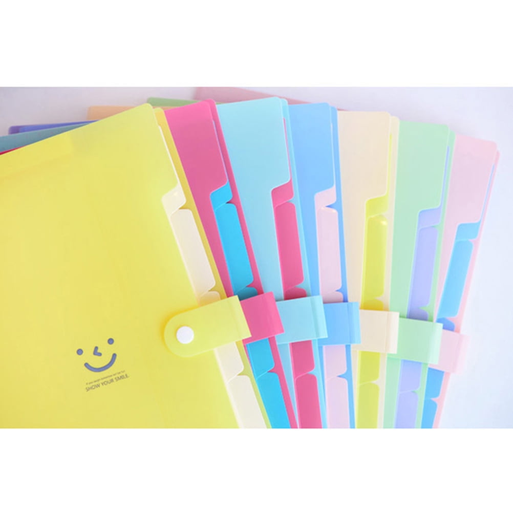 Etereauty 5 Pockets Plastic Expanding File Folders A4 Letter Size Snap ...
