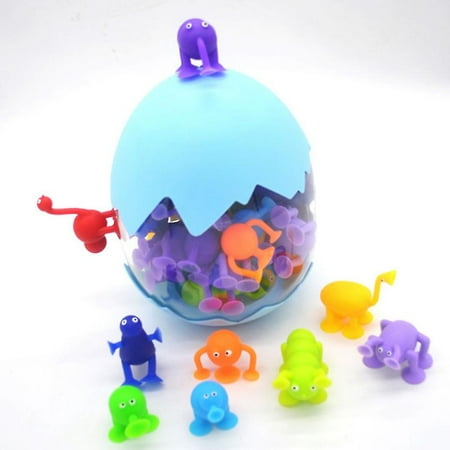 Kids Silicone Suction Cup Bath Toy 36 Pieces Building Blocks Suction ...