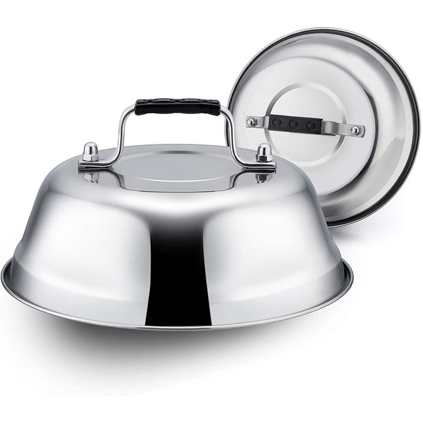 SHIQI-9inch Cheese Melting Dome Set of 2, Stainless Steel Steam Basting ...