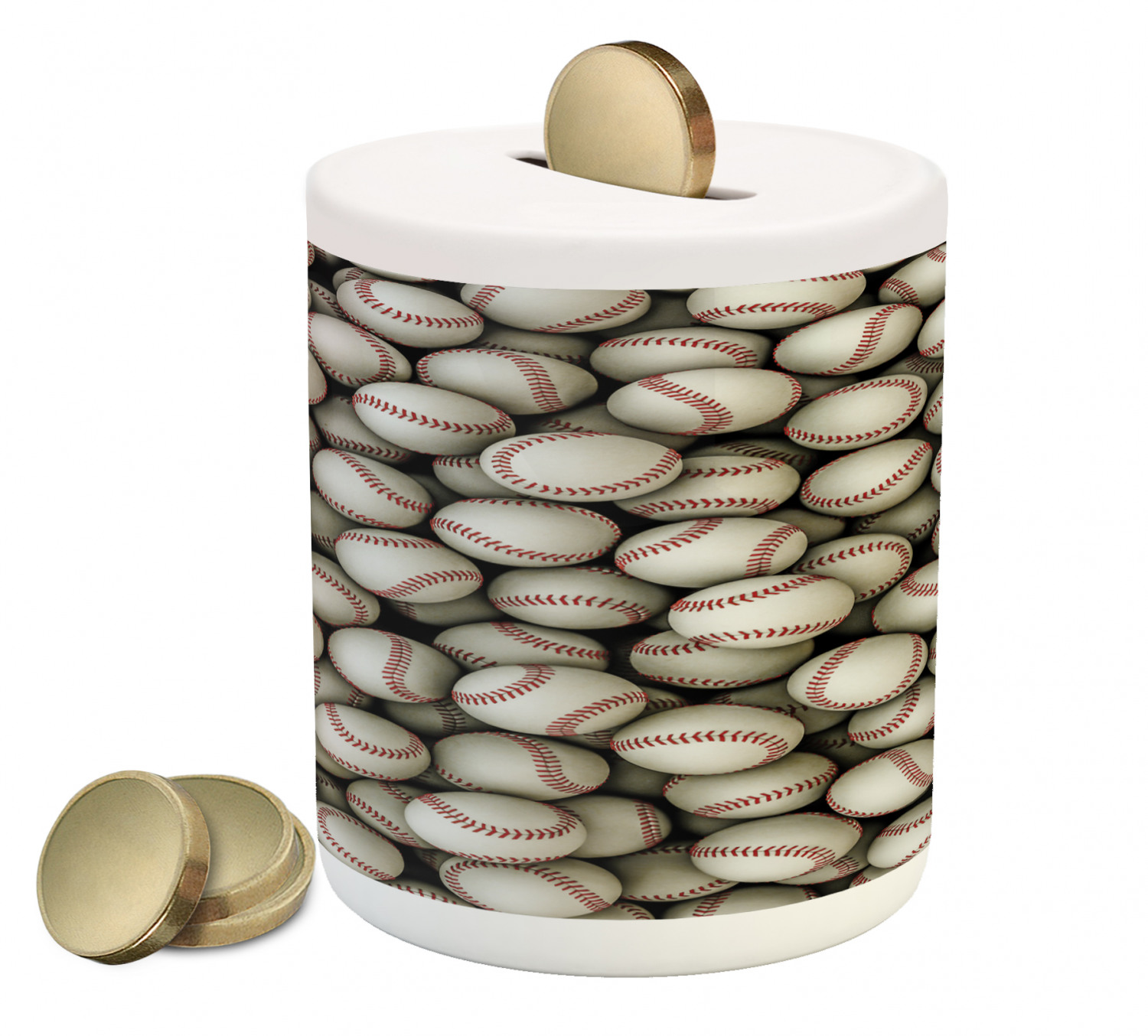 Sports Piggy Bank, Realistic Softballs Pile American Natonal Sports ...
