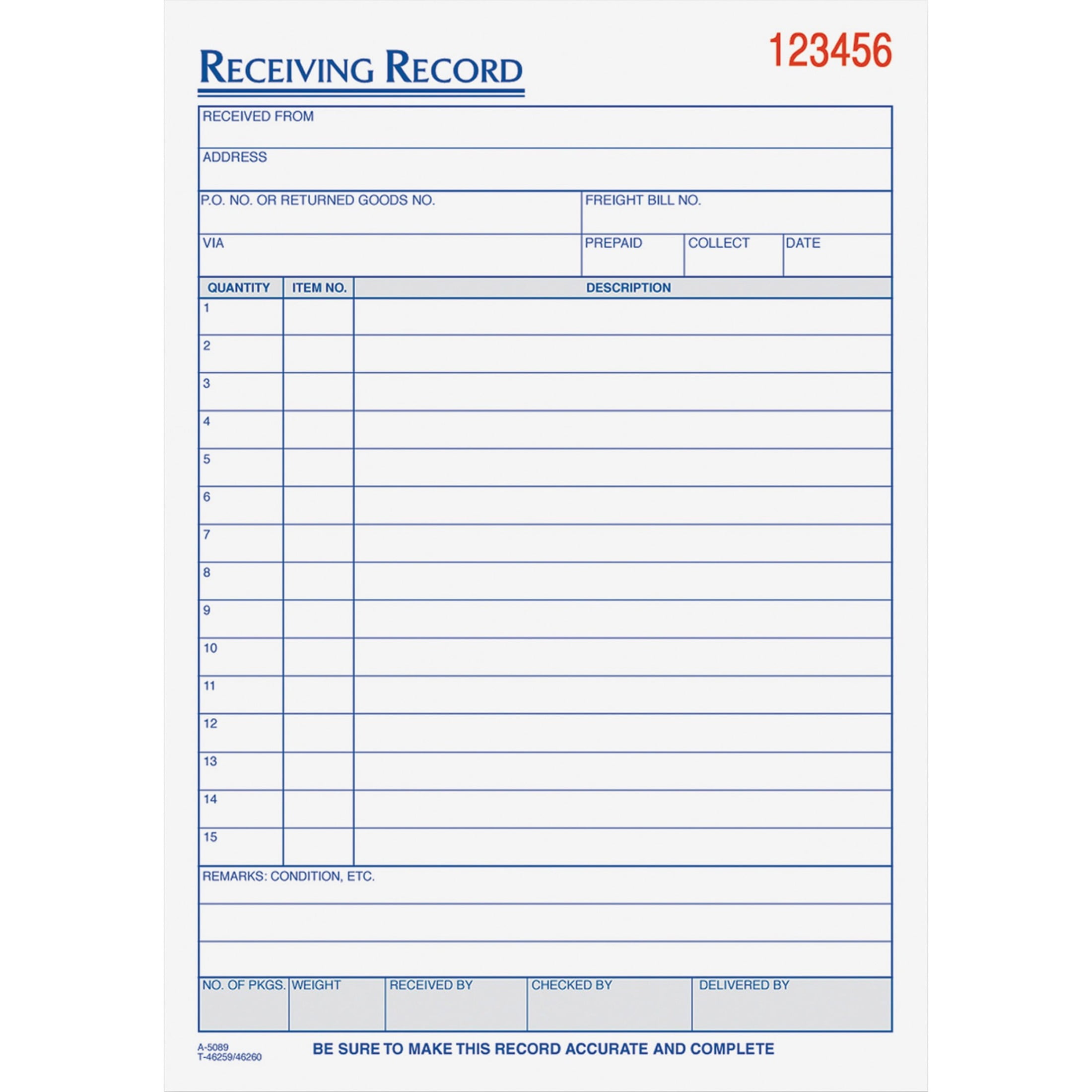 TOPS, TOP46260, Carbonless Receiving Record Forms, 1 Each - Walmart.com