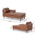 Lagom Barger Indoor Faux Leather Tufted Chaise Lounge, Cognac Brown ...