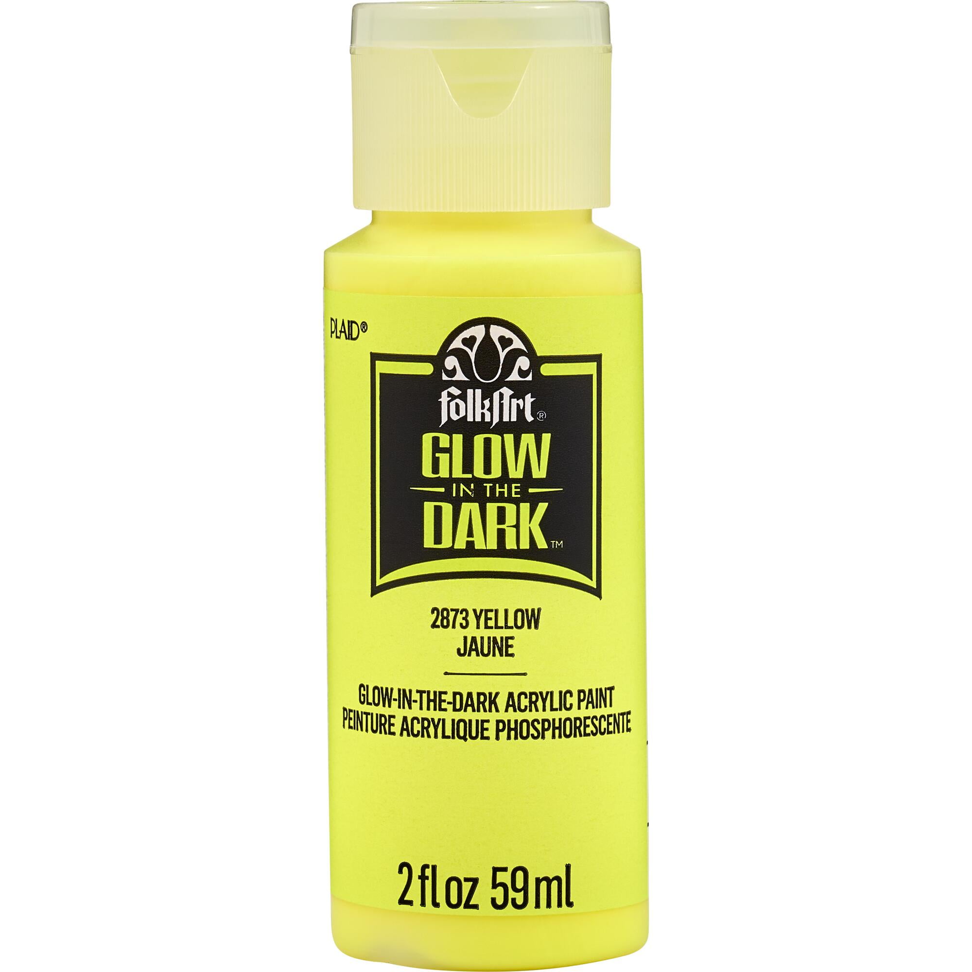 Folkart Glow-In-The-Dark Acrylic Paint - Yellow  2 Fl Oz 2 Fl Oz