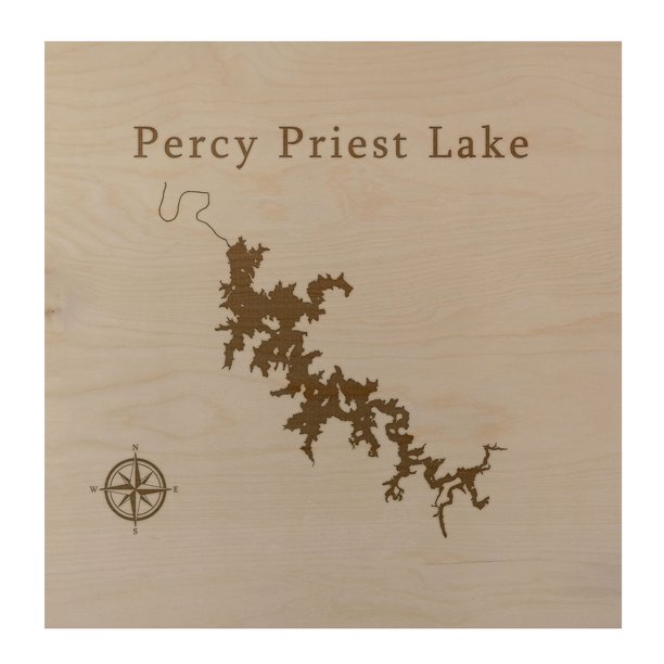 Percy Priest Lake Map 12x12" Birch Wood Wall Art Office Decor Gift ...