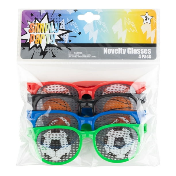 Multicolor Sunglasses Sport themed, 4 Pack Party Favor Assortment ...