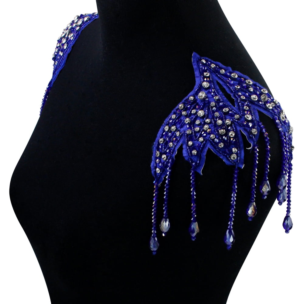 Handmade Beaded Shoulder Epaulet with Tassel Fringe Rhinestone Wing ...