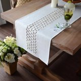 QUTETN Gray Hollow Table Runner Rectangle Double Solid Fabric Farmhouse ...
