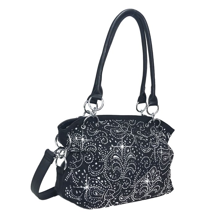 Zzfab Laser Cut Purses Double Handles Bling Purse Black - Walmart.com