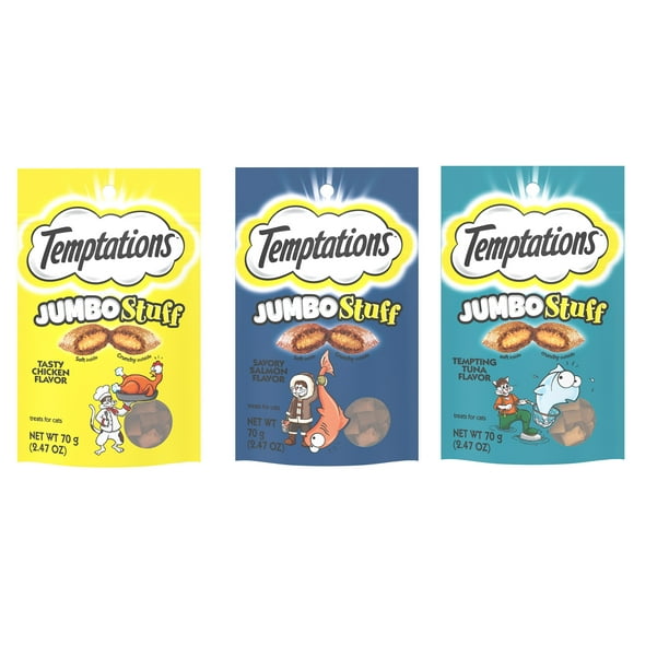 Temptations Jumbo Stuff Cat Treats Bundle Set of 3 Flavors (Tempting ...