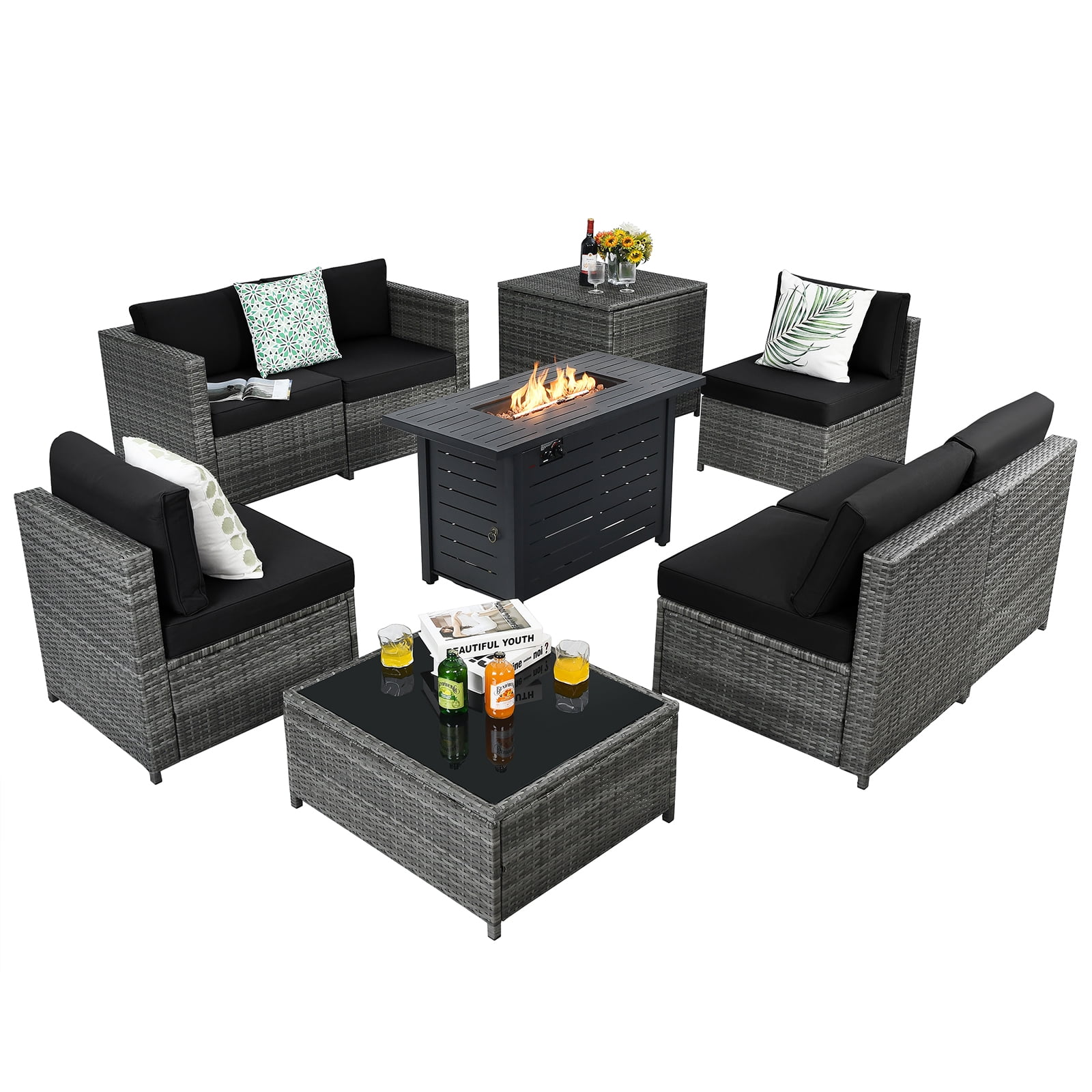 Click here for Patiojoy 9 Pcs Rattan Dinning Set Wicker Sofa W/Pr... prices