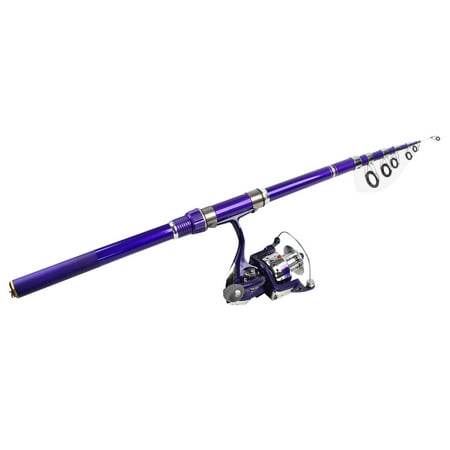 8 in 1 Fish Bobbers Fishooks Alert Bell 2.6m Fishing Pole Purple Set ...