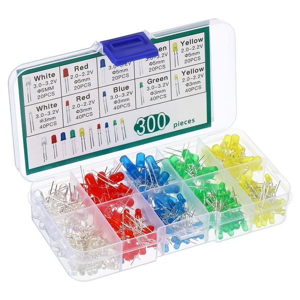 Uxcell 3mm, 5mm Light Emitting Diodes, LED Diodes, 5 Colors, 300 Pack ...