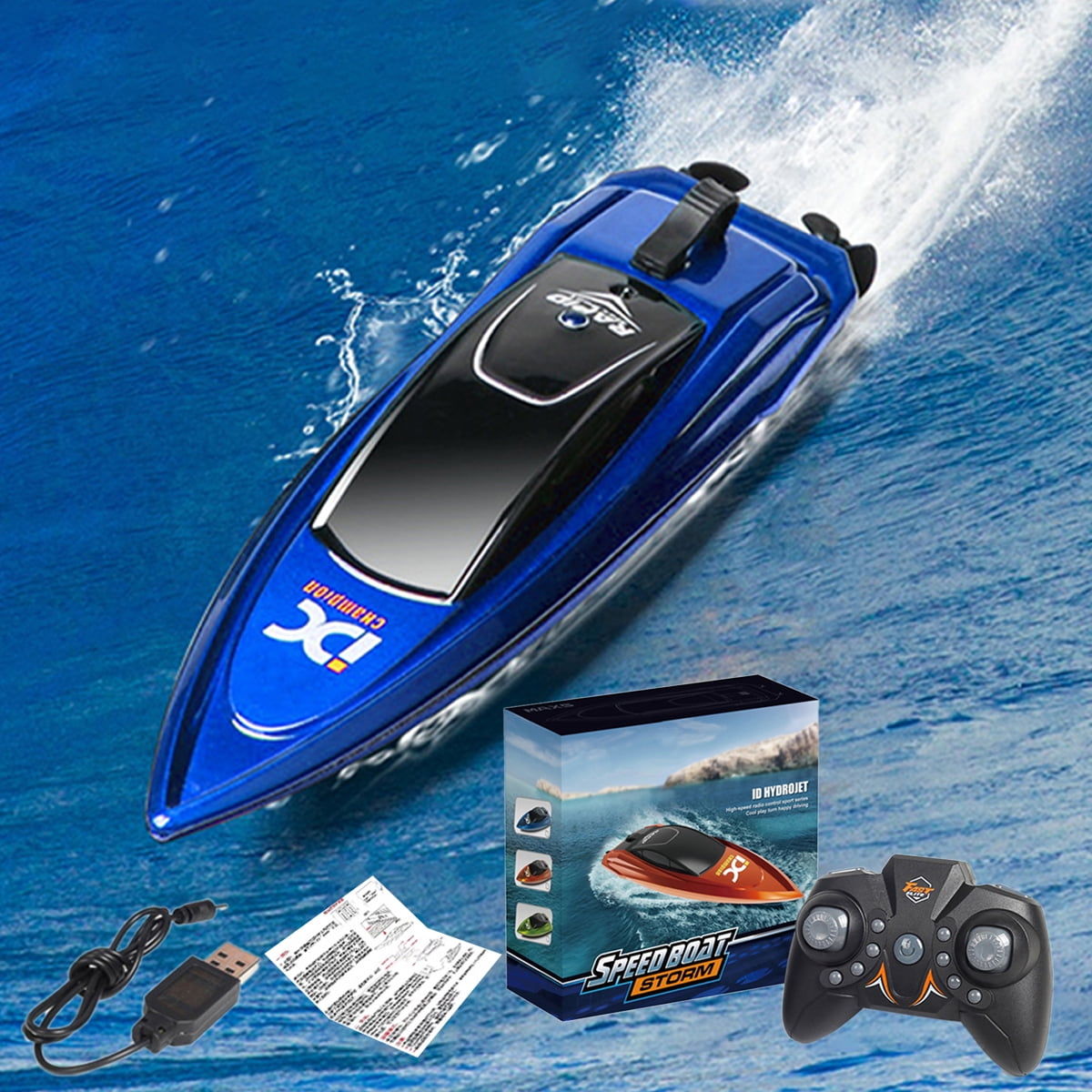 4" Plastic T1 Blue Battery RC Boat for Pools and Lakes - Walmart.com
