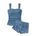 Ticikt Girls 2-Piece Tankini Swimsuit, Solid Top & Palm Print Shorts ...