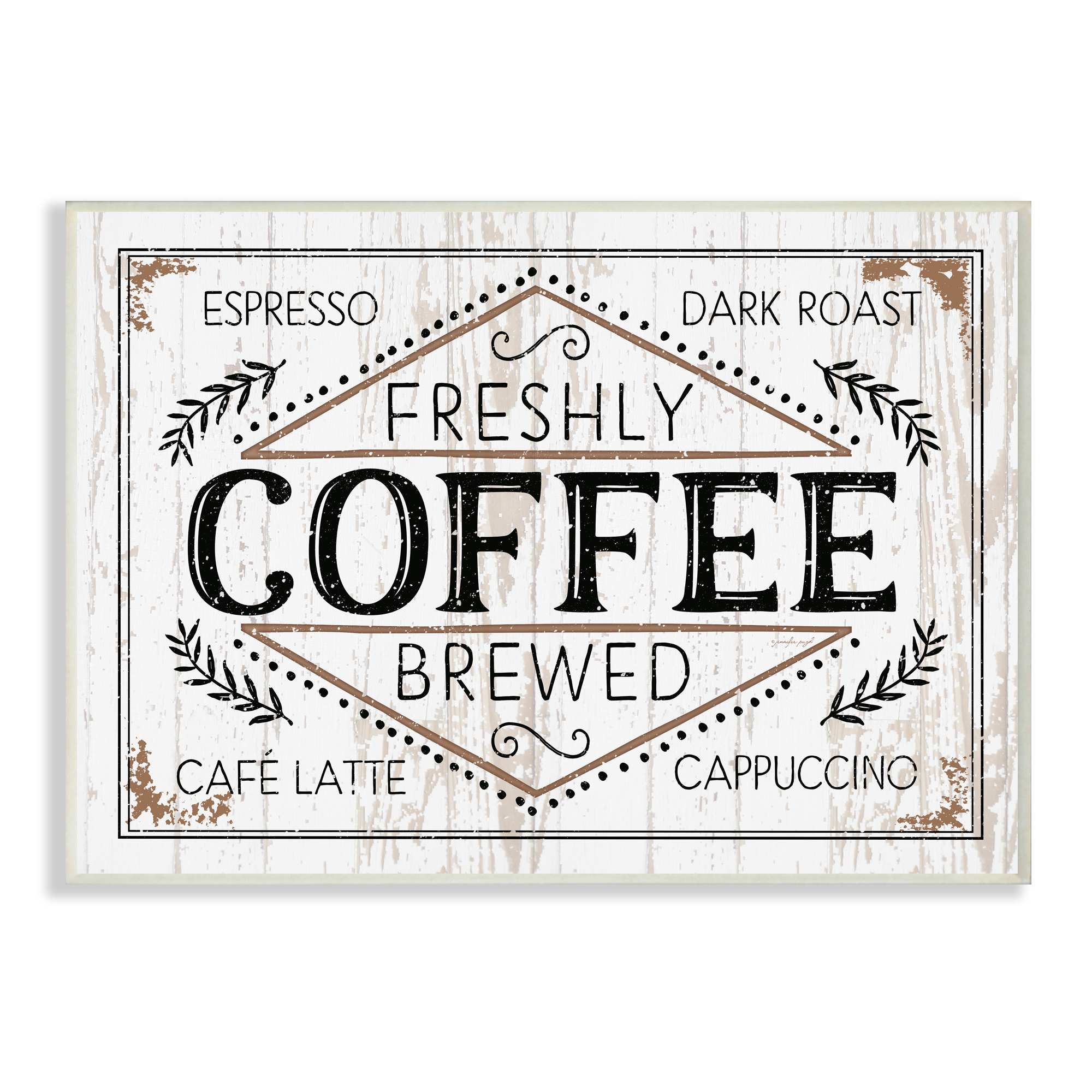 Stupell Industries Rustic Fresh Brew Coffee Sign Autumn Charm Wall ...