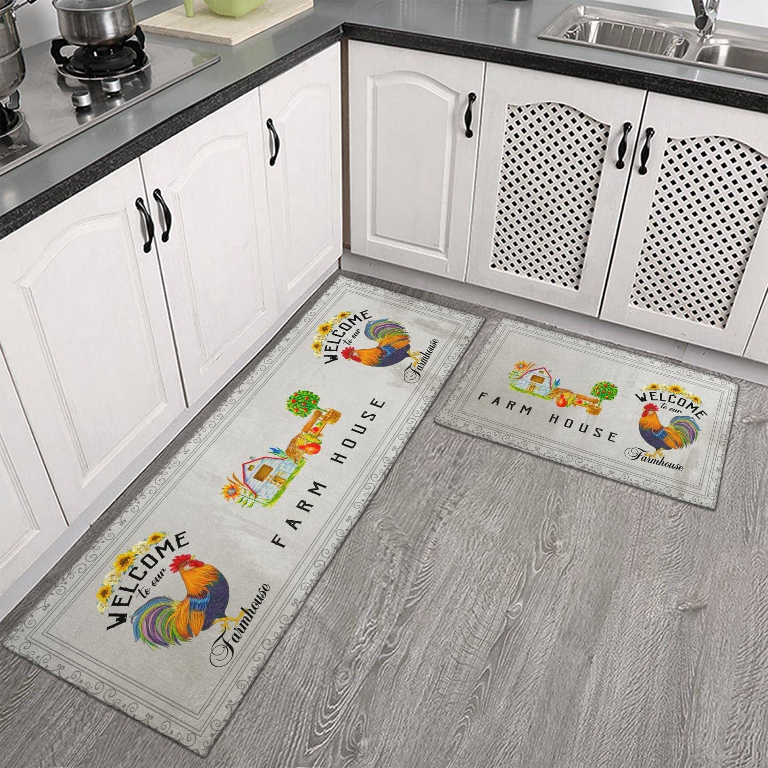 Rooster Kitchen Rugs for Kitchen Floor, Farmhouse Decor for the Kitchen ...