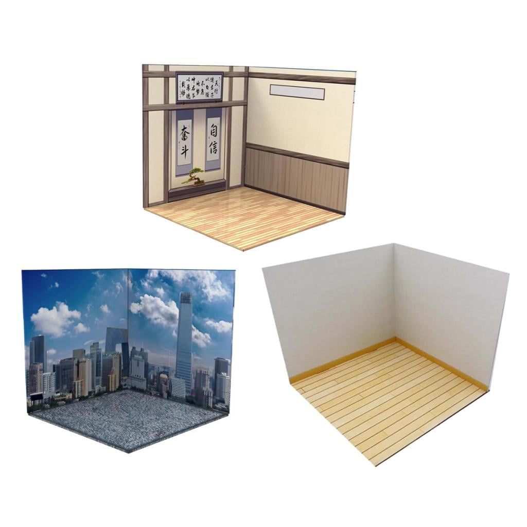 3x 1/12 Scale Action Figures Backdrop Dolls Vehicle Scene Toy Diorama ...