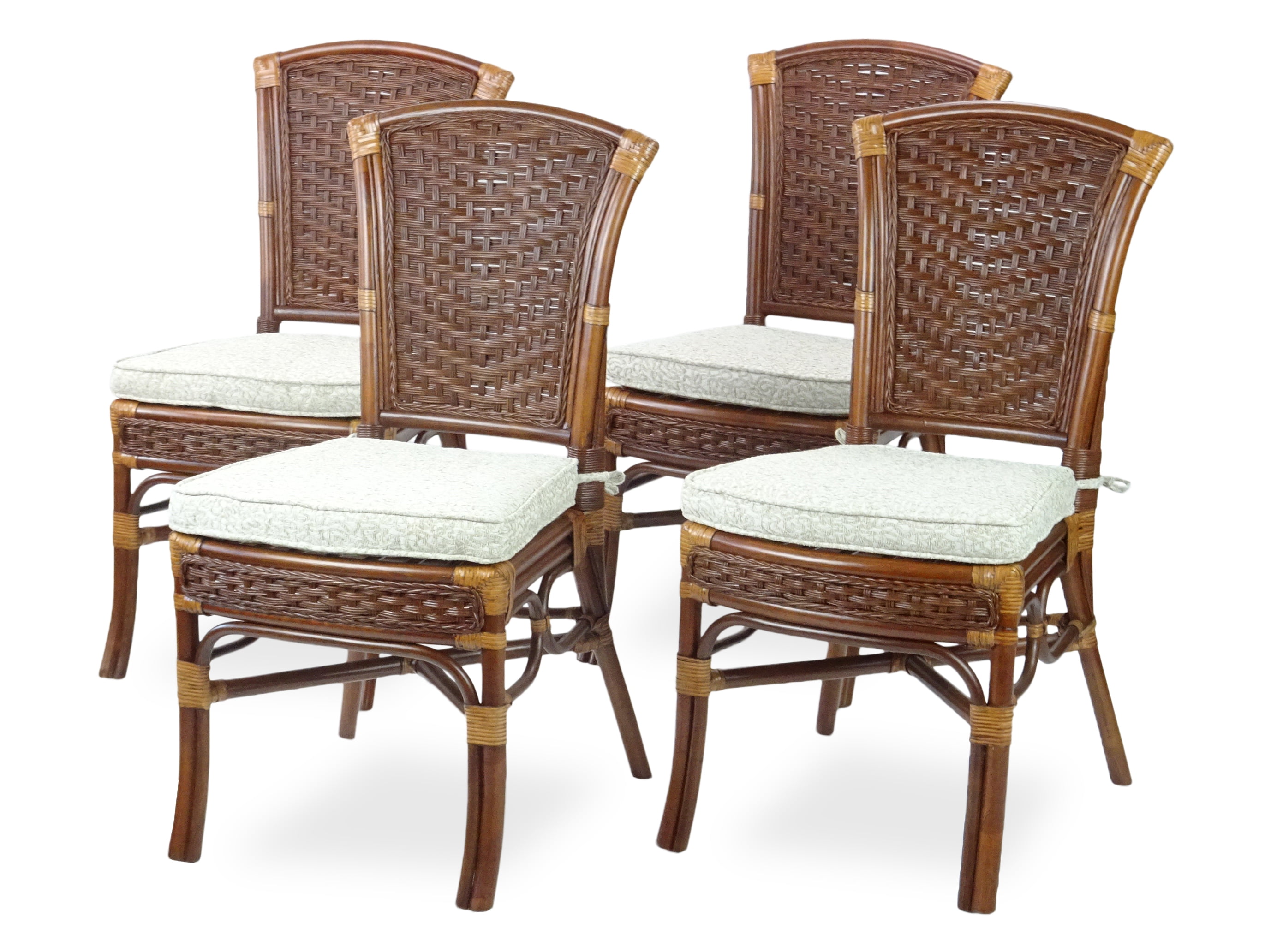 SK New Interiors Set of 4 Alexa Dining Side Chairs Natural Rattan ...