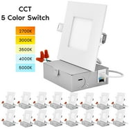 Luxrite 4 Inch Square LED Recessed Lighting, 12W, 5CCT Color Selectable ...