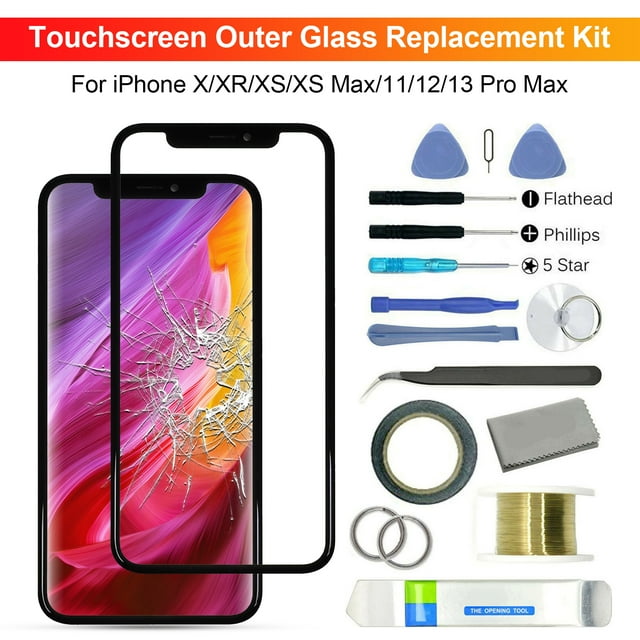 Front Glass Screen Durable Screen Outer Glass Lens Replacement Repair Kit for iPhone X/XR/XS/XS ...