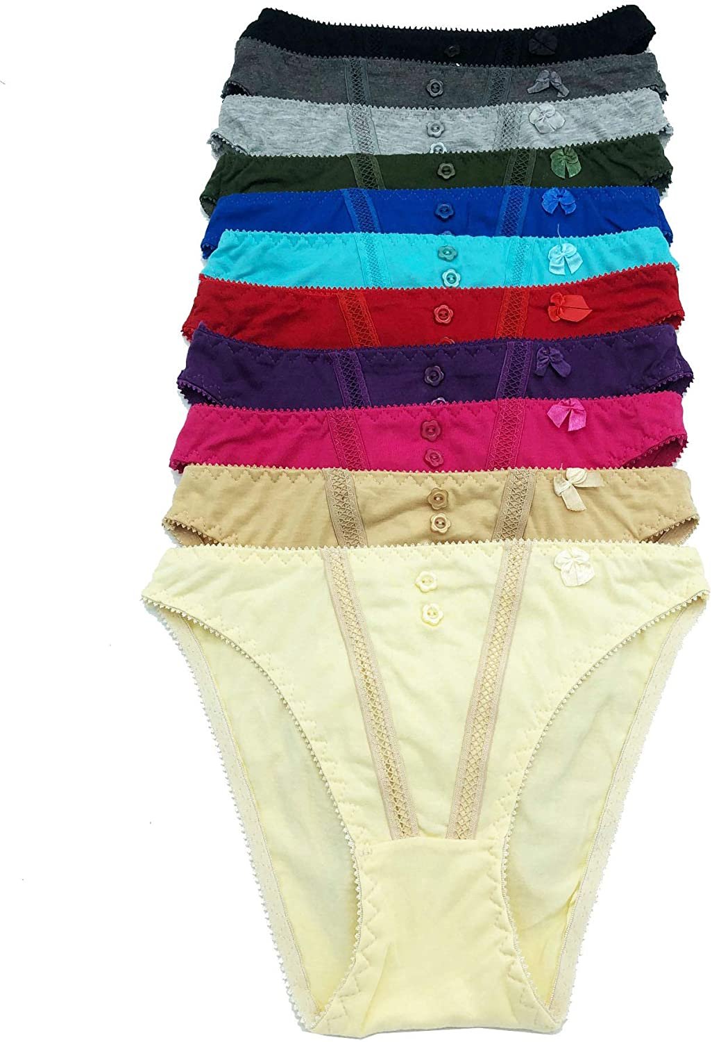6 pieces Women Adult Hi Cut Bikini Tanga Panty S to XL (Large ...
