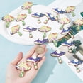 20Pcs 2 Styles Printed Wooden Pendants Mushroom Charms with Sun/Moon ...