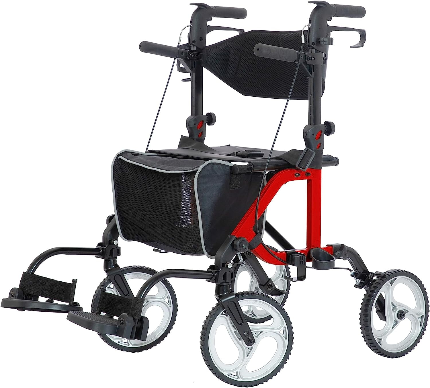ELENKER 2 in 1 Folding Rollator Walker & Transport Wheelchair with ...