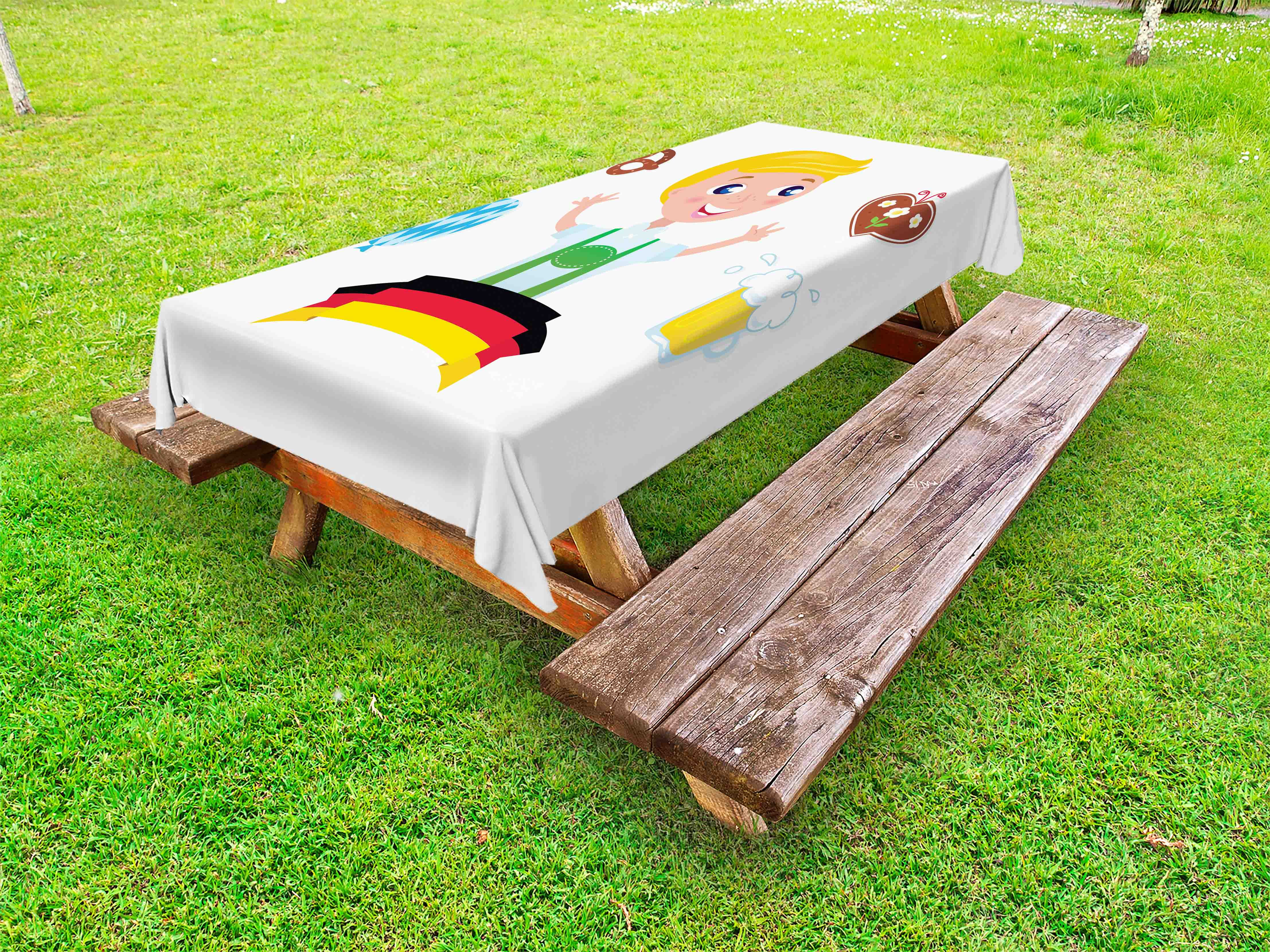 German Outdoor Tablecloth, Bavarian Boy with Blonde Hair with ...