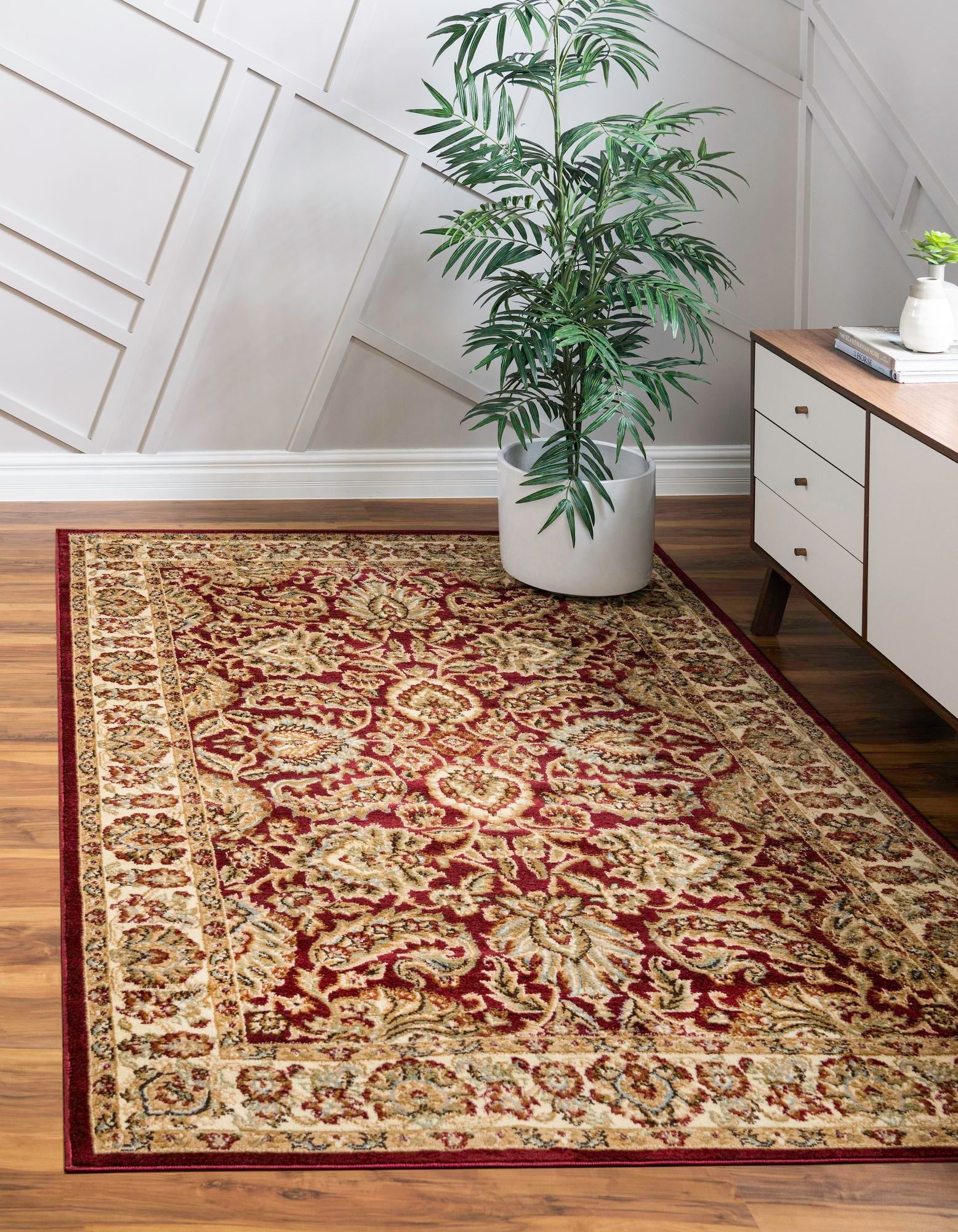 Rugs.com Aditi Collection Rug – 5' 3 x 8' Red Low Rug Perfect For ...