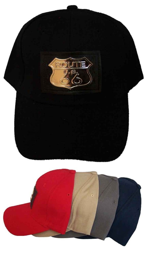 Route 66 Baseball Caps - With Metal Plate - Black Color - Uni-Sex Style ...