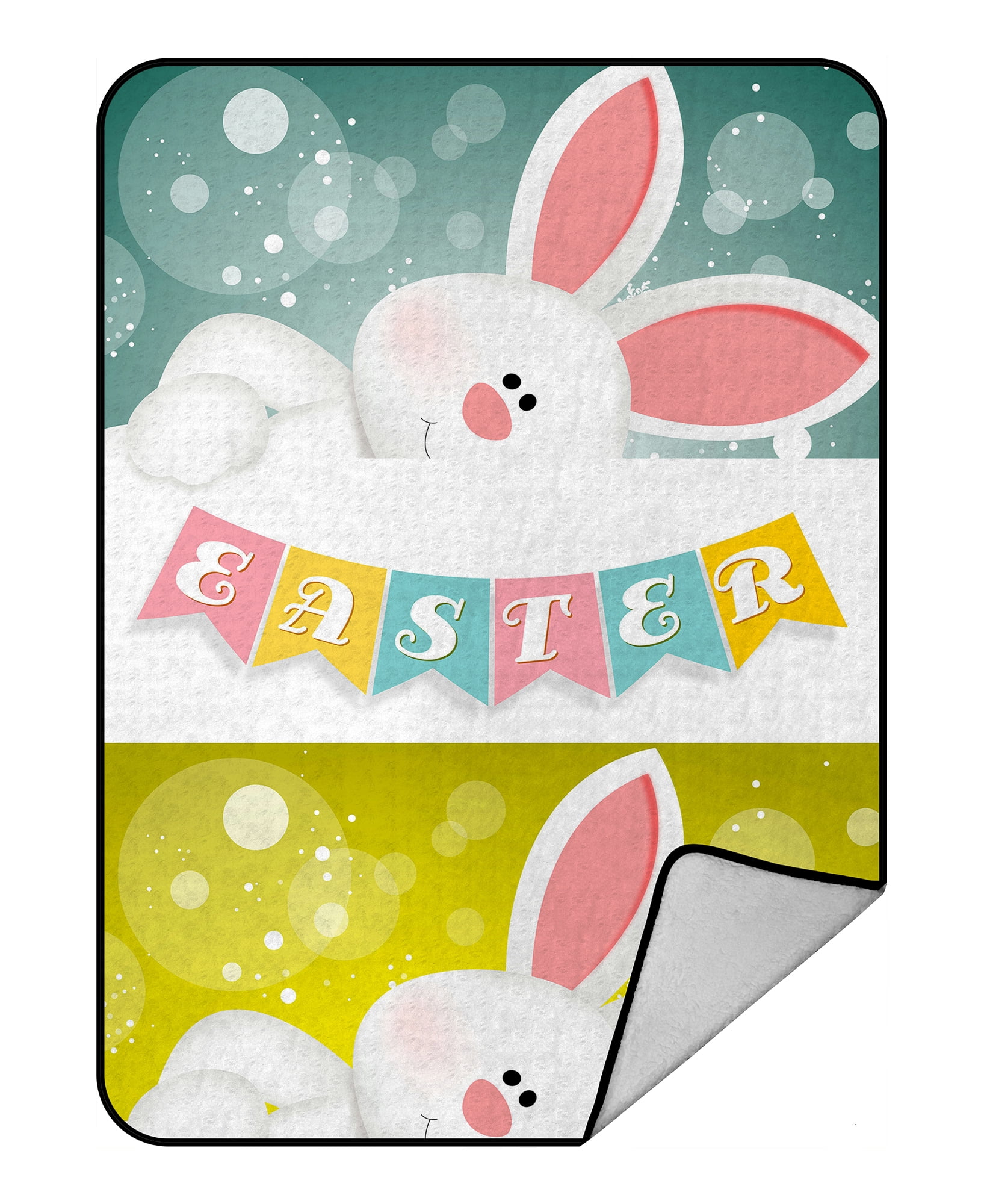 GCKG Happy Easter Cute Rabbits Fleece Blanket Crystal Velvet Front and ...