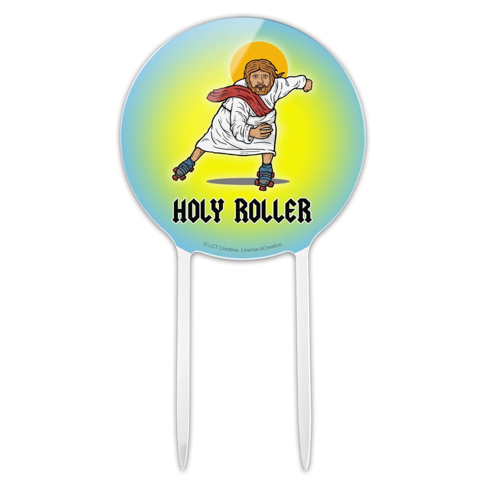 Acrylic Holy Roller Jesus Roller Skating Funny Humor Cake Topper Party ...