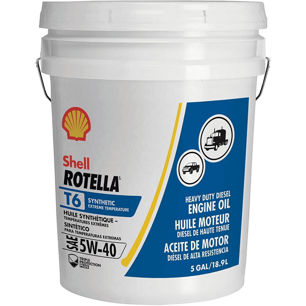 Shell Rotella T6 Full Synthetic 5W-40 Diesel Engine Oil, 5 Gallon ...